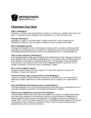 Fillable Online CHICKENPOX FACT SHEET Fax Email Print - pdfFiller