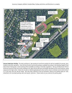 Fillable Online Governor Livingston Athletic Complex Map, Parking ...