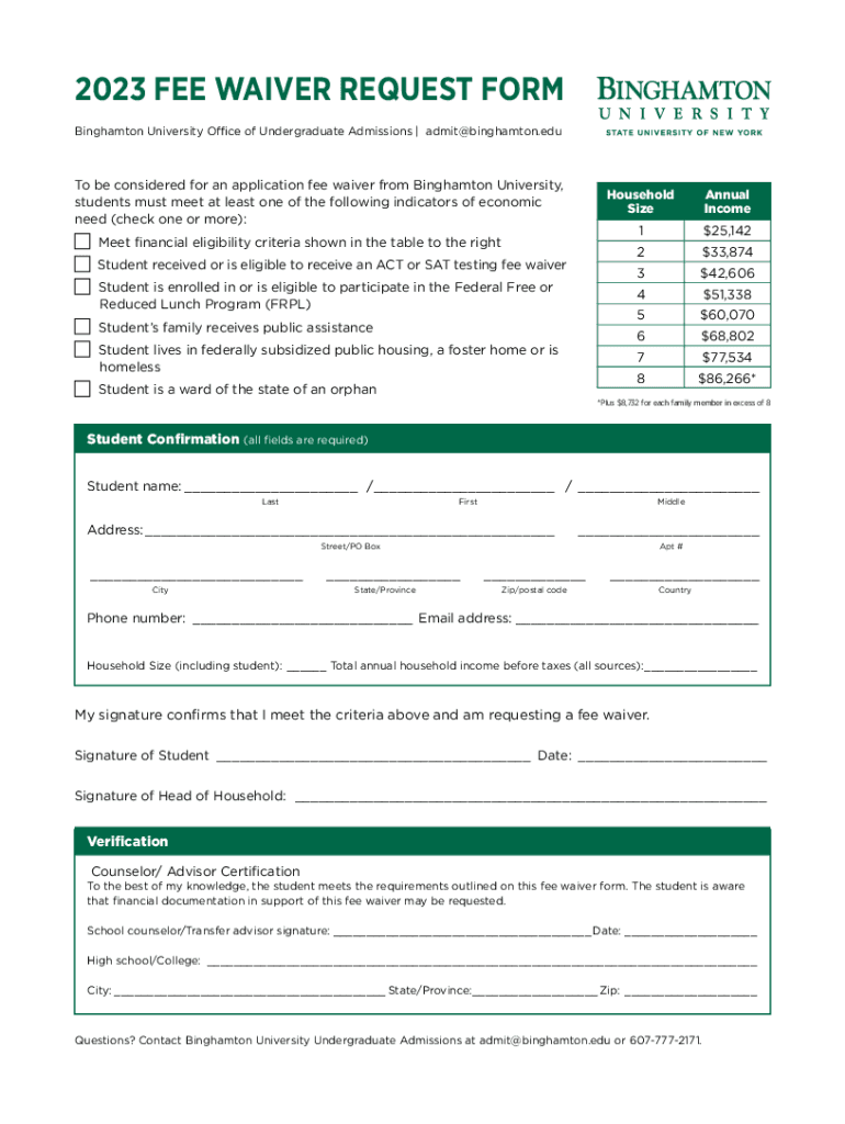 Fillable Online 2023 FEE WAIVER REQUEST FORM Fax Email Print PdfFiller Fillable Online 2023 FEE WAIVER REQUEST FORM Fax Email Print PdfFiller