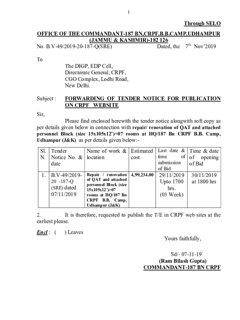Fillable Online crpf gov (PDF) OFFICE OF THE COMMANDANT -6 BN CRPF ...