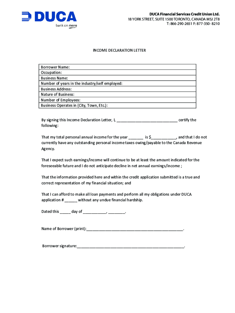 Fillable Online Duca Financial Services Credit Union Ltd Company ...