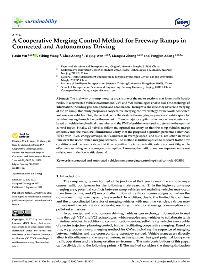 Fillable Online A Cooperative Merging Control Method for Freeway Ramps ...