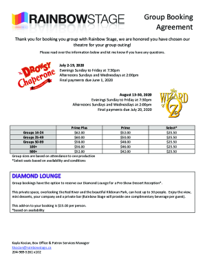 Fillable Online Group Booking Agreement Fax Email Print - pdfFiller