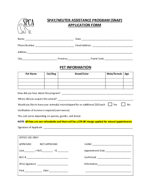 Fillable Online San Antonio - Spay-Neuter Assistance Program Fax Email ...