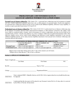 Fillable Online fa sdsu OFA 9/22 REQUEST FOR LEAVE WITHOUT PAY (LWOP ...