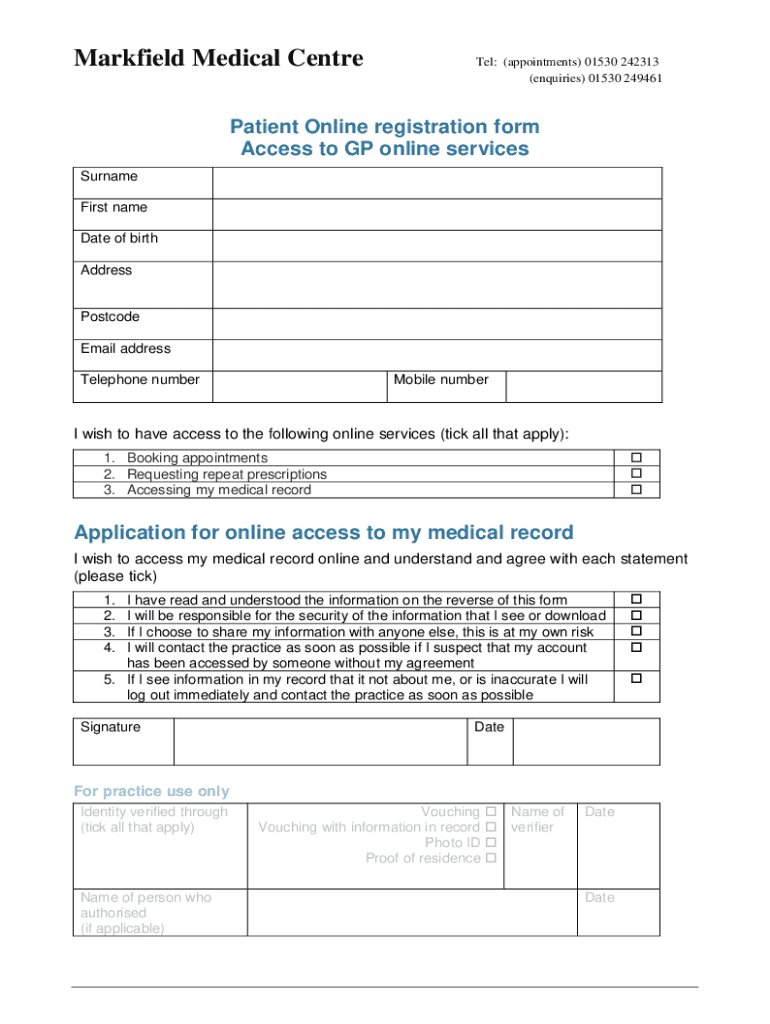 Fillable Online Register for Online Services - Chapelfield Medical Centre Fax Email Print ...