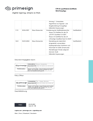 Fillable Online PrimeSign VDA - Certification Practice Statement (CPS) fr qualifizierte ...