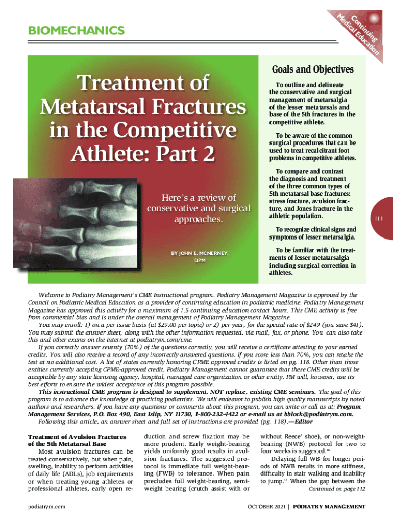 Fillable Online Treatment of Metatarsal Fractures in the Competitive Athlete Fax Email Print ...