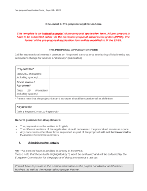 DOCUMENT 2: Pre-proposal application - CONFAP Doc Template | pdfFiller