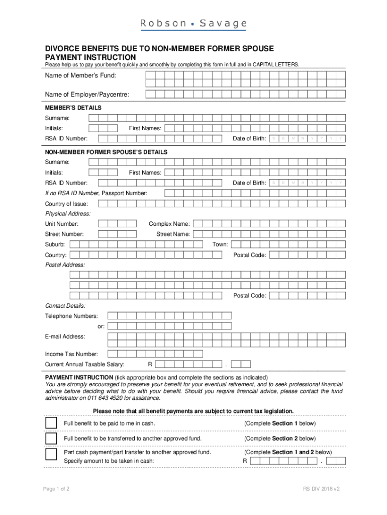 Fillable Online Government Employee Pension Fund (GEPF) Divorce Claims ...