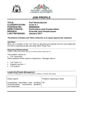 Fillable Online Job Description Form - Turf Horticulturist. Turf ...