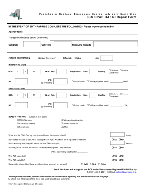 Fillable Online BLS CPAP QA / QI Report Form - Westchester REMSCO Fax ...