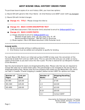 Oral History Bound Book Program Doc Template | pdfFiller