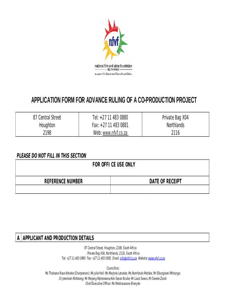 Application : Advance Ruling of a Co-Production project Doc Template ...