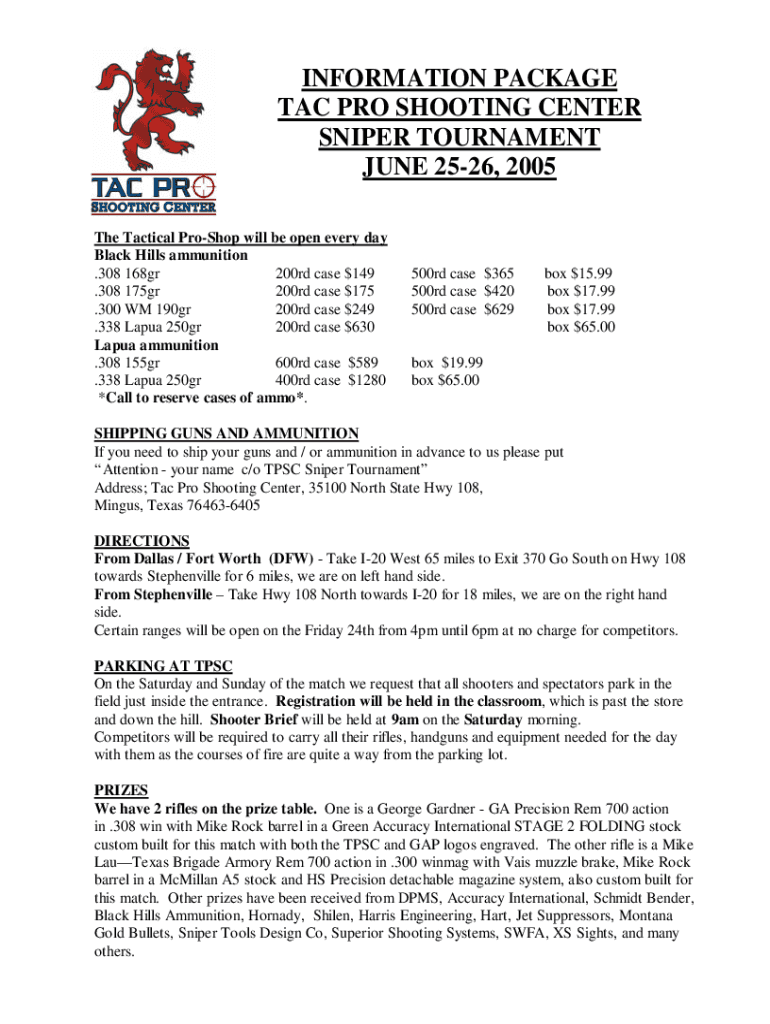 Fillable Online Sniper match Match Entry Form.pub - Tac Pro Shooting Center Fax Email Print ...