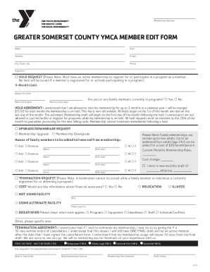 Fillable Online greater somerset county ymca member edit form Fax Email Print - pdfFiller