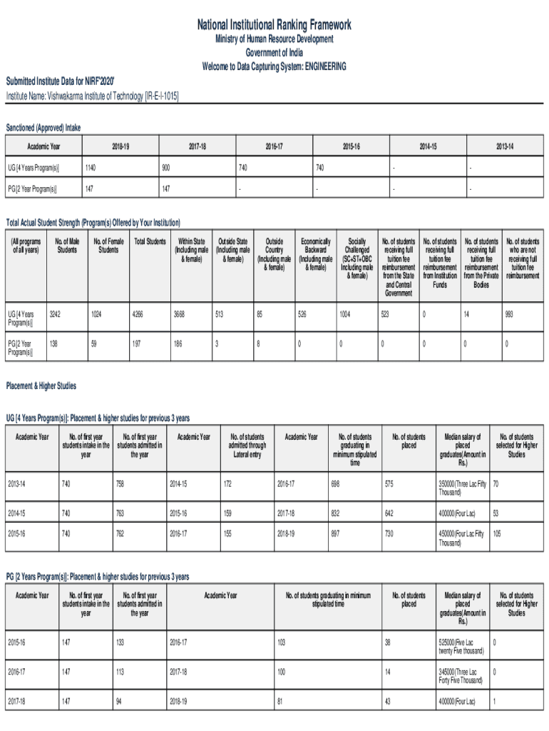 Fillable Online National Institutional Ranking Framework - NIT Rourkela ...