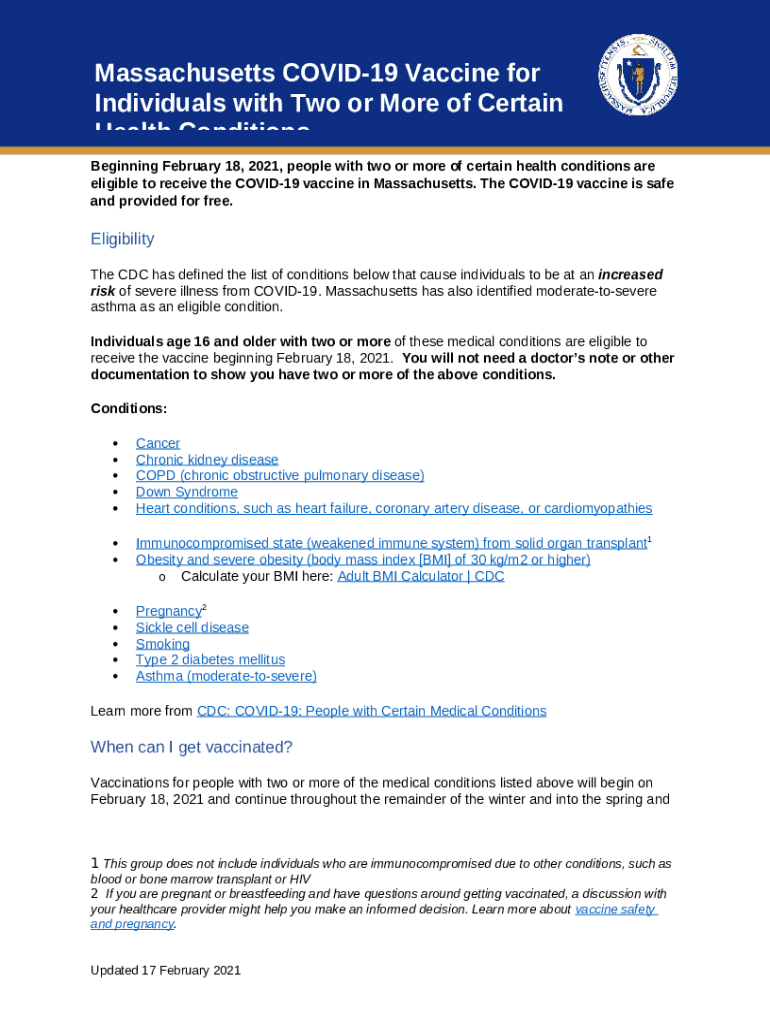 Massachusetts' COVID-19 vaccination phases - Mass.gov Doc Template | pdfFiller