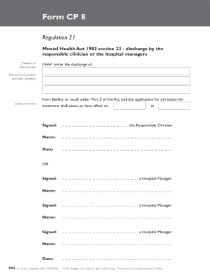 Fillable Online Community treatment order (CTO) forms, for use under ...