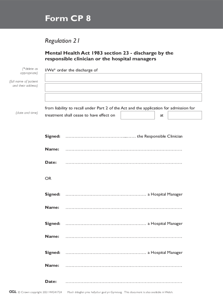 Fillable Online Community treatment order (CTO) forms, for use under ...