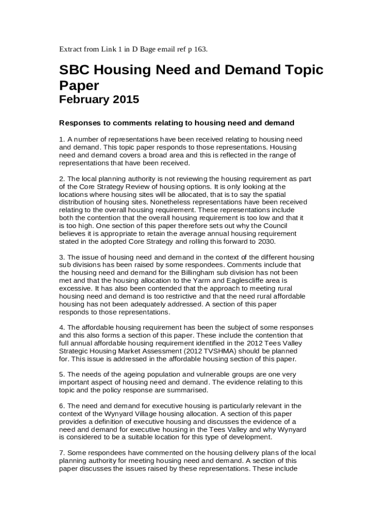 Housing Need and Demand Study - Document Template Doc Template | pdfFiller