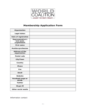 Membership Application Template - Jot Doc Template | pdfFiller