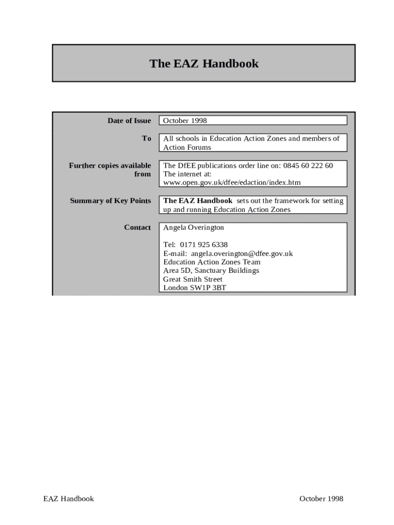 Establishment Of Education Action Zones - Hansard - dera ioe ac Doc Template | pdfFiller