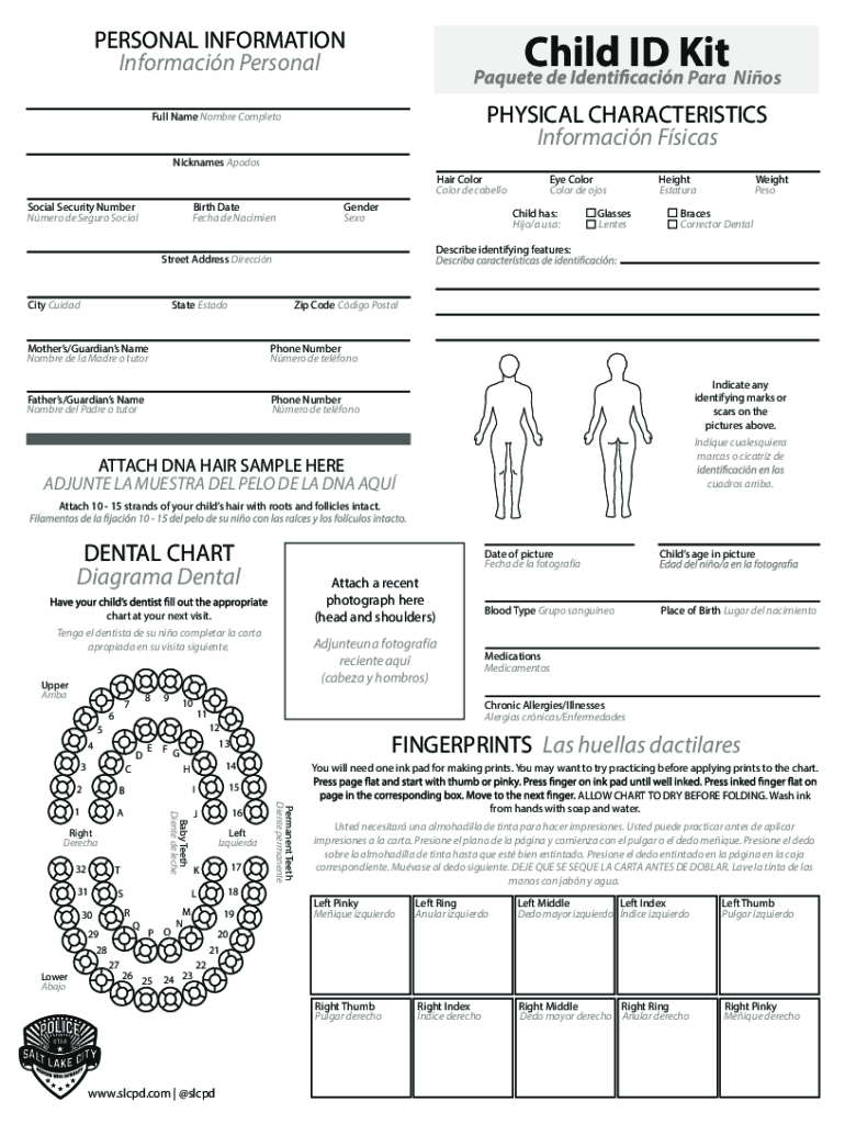 Fillable Online CHILD IDENTIFICATION KIT - Arkansas Attorney General ...