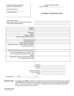How To File a Creditor's Claim Against a South Carolina Estate Doc ...