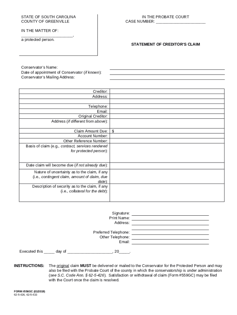 How To File a Creditor's Claim Against a South Carolina Estate Doc ...