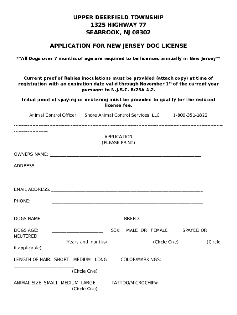 Dog License Application - ArcGIS Survey123 Doc Template | pdfFiller