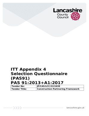 4. Appendix 4 Selection Questionnaire Doc Template | pdfFiller