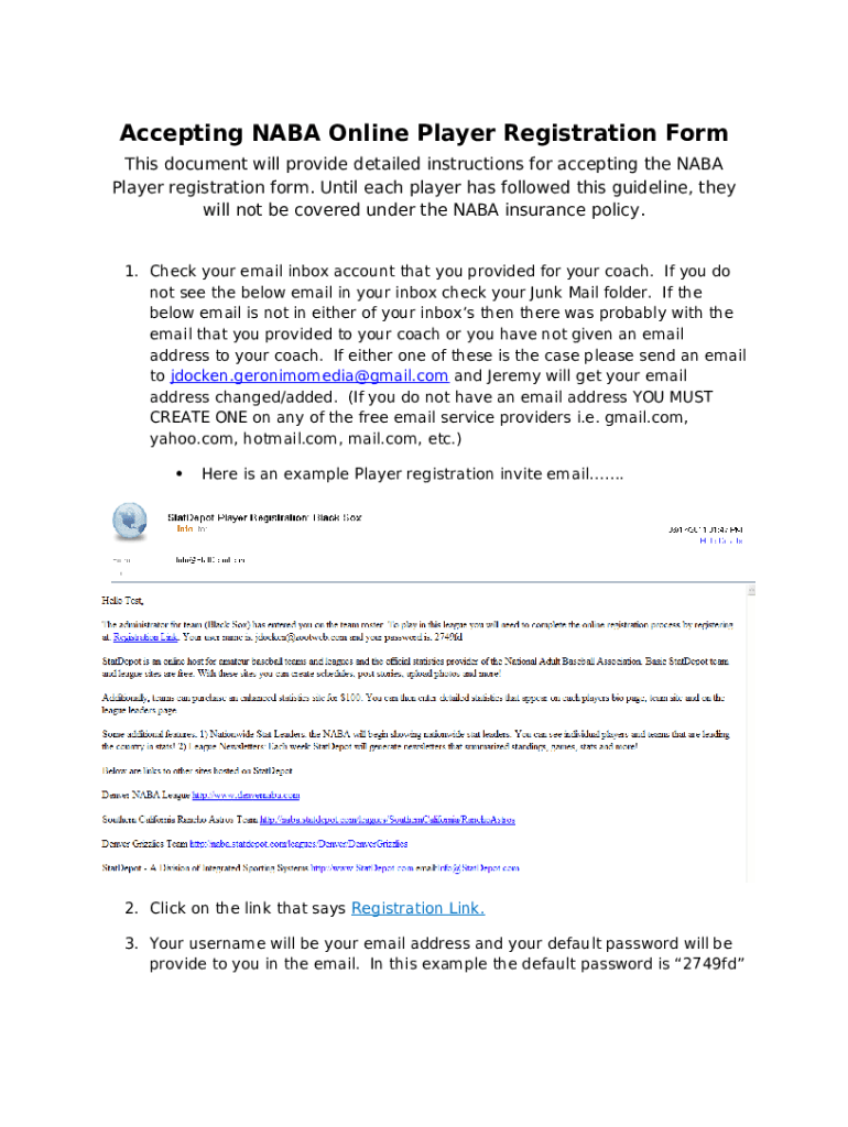 Player Registration TemplateJot Doc Template | pdfFiller