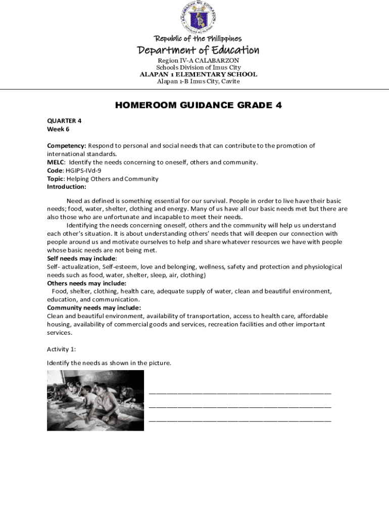 Fillable Online Learning Activity Sheets (LAS) - Alapan 1 Elementary ...