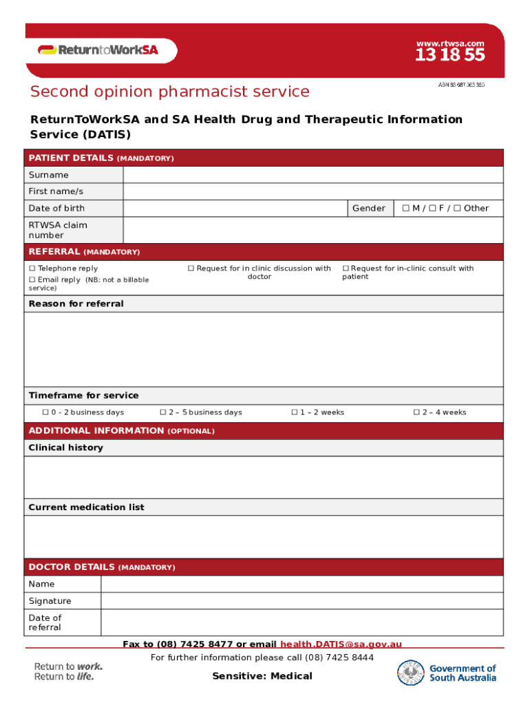 Second Opinion Pharmacist Services referral . A4 template Doc Template ...