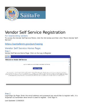 Vendor Self Service Registration Doc Template | pdfFiller