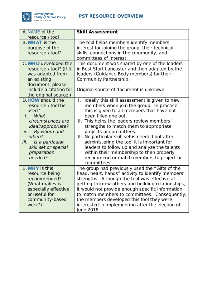 Personal Assessment Worksheet Doc Template | pdfFiller