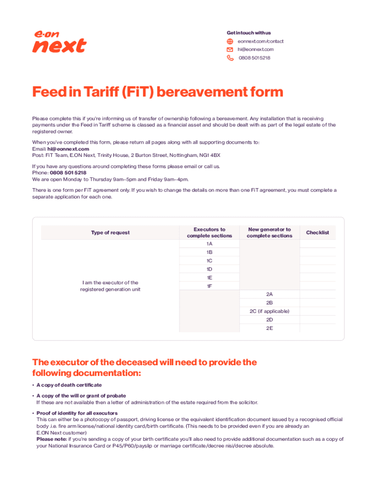 Fillable Online Feed-in Tariff (FIT) Change of Ownership Form - EDF ...