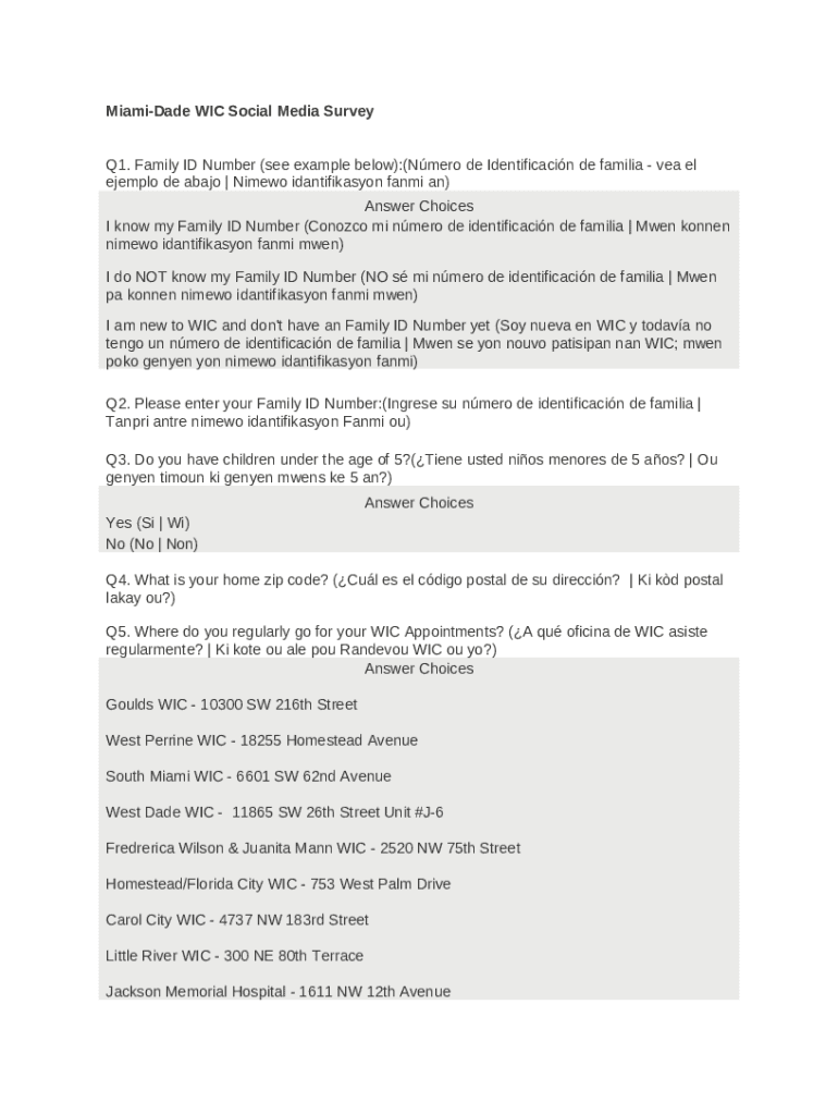 Women, Infants and Children (WIC)Florida Department of ... Doc Template | pdfFiller