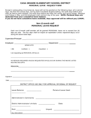 Personal Leave Request Revised 7.1.13 Doc Template | pdfFiller