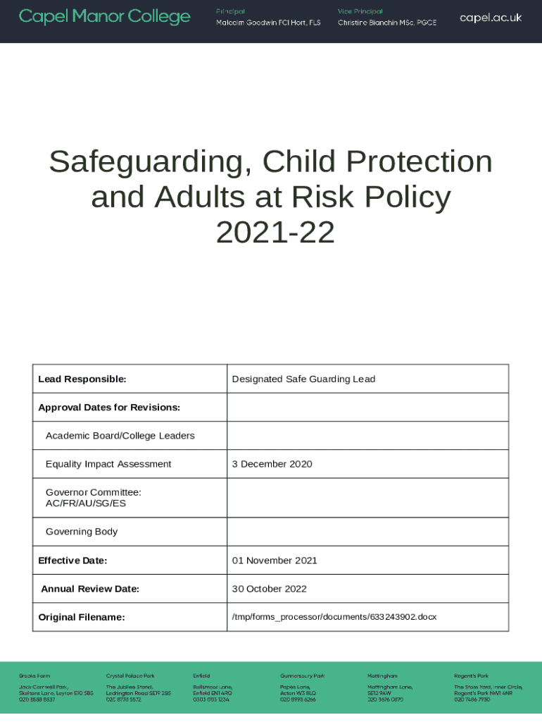 Safeguarding Procedures - Queen's University Doc Template | pdfFiller