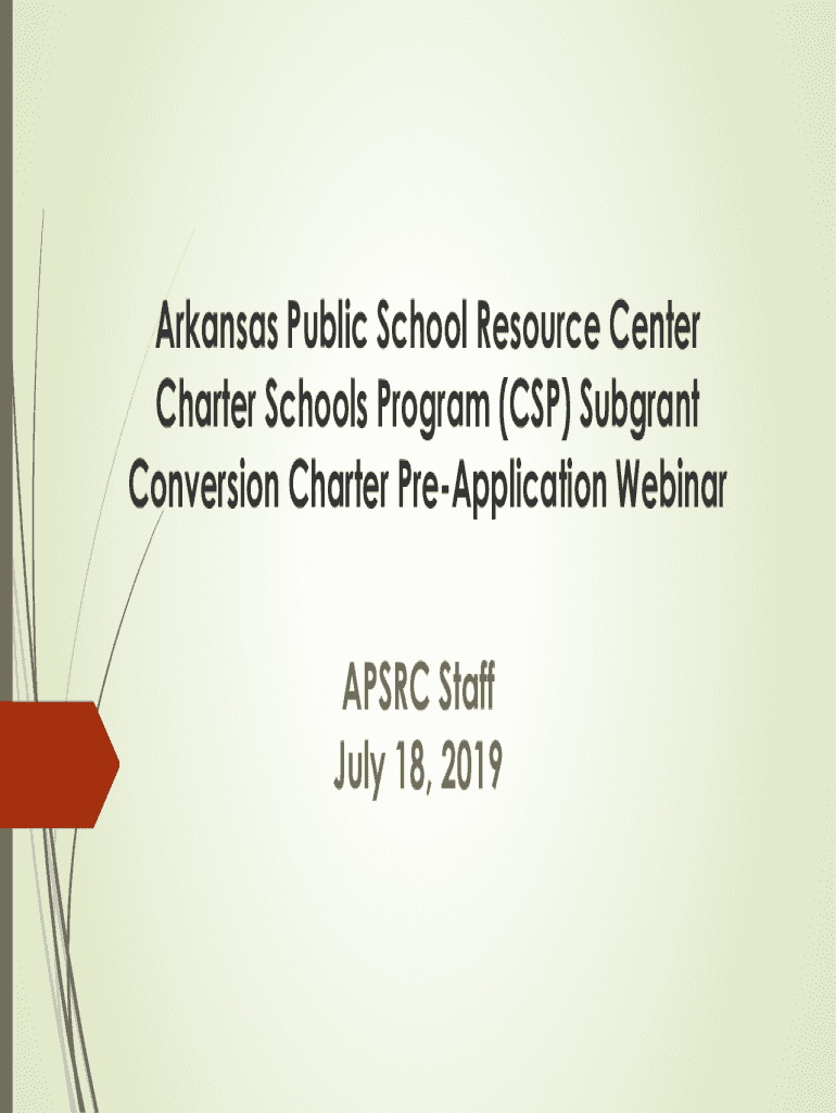 Fillable Online Arkansas Public School Resource Center Charter Schools Program (CSP ...