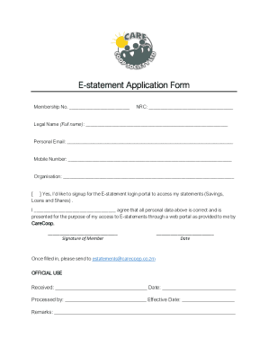 Fillable Online E-statement Application Form Fax Email Print - pdfFiller