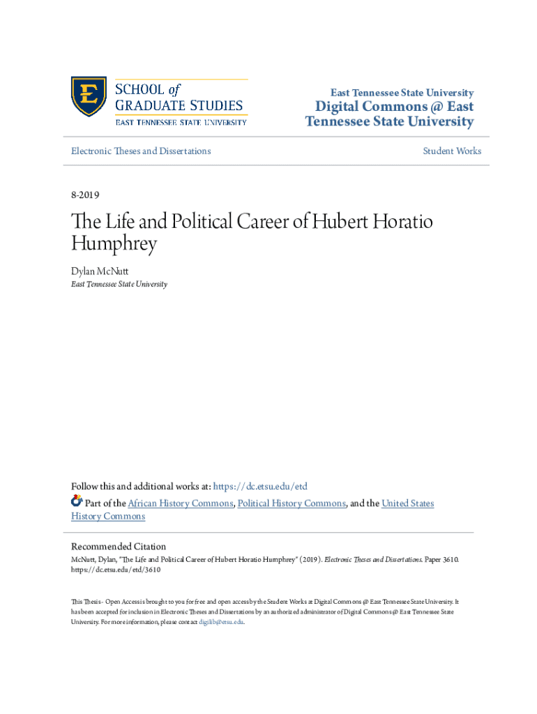 Fillable Online The Life and Political Career of Hubert Horatio ...
