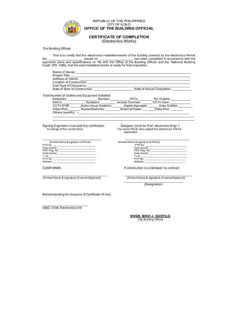 Fillable Online iloilocity gov CERTIFICATE-OF-COMPLETION-FRONT.pdf ...