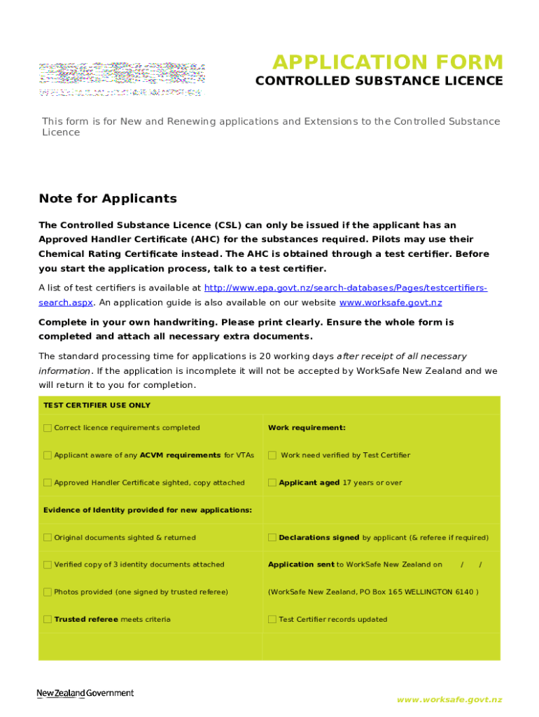 Controlled Substance Licence Application Doc Template | pdfFiller