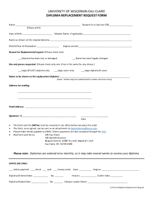 Fillable Online DIPLOMA REPLACEMENT REQUEST FORM Fax Email Print ...