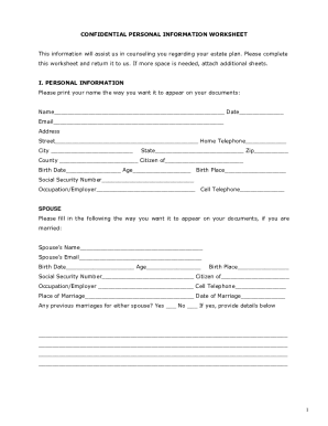 Fillable Online WILL WORKSHEET - U.S. Army Garrisons Fax Email Print ...