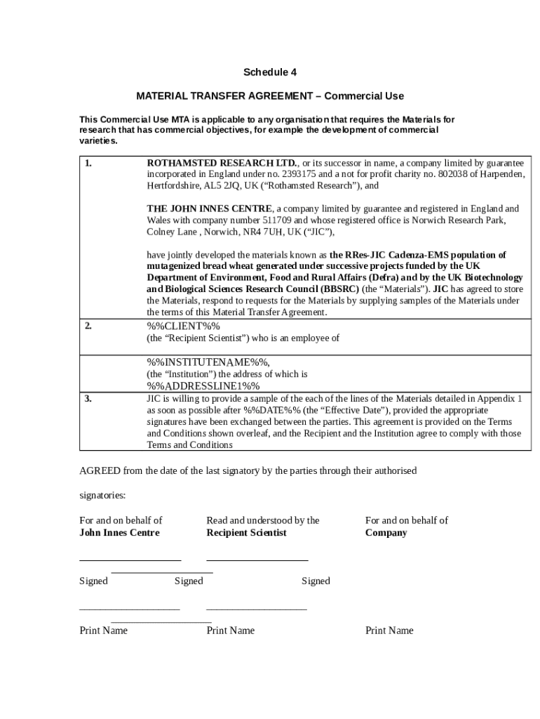 university of colorado material transfer agreement Doc Template | pdfFiller