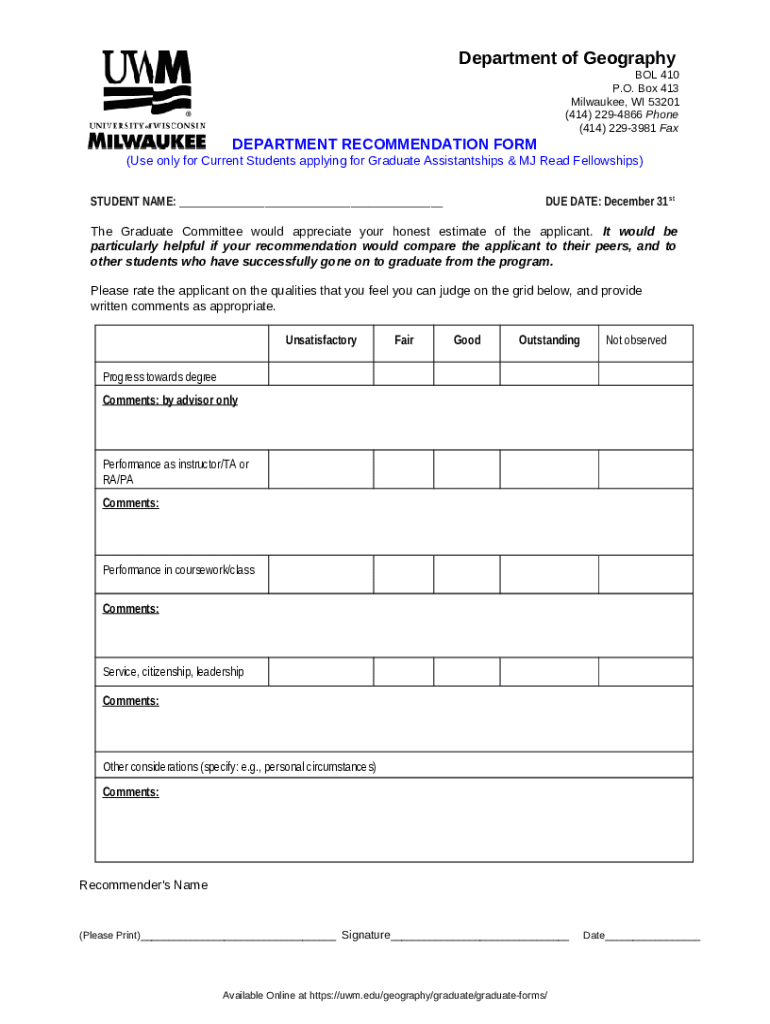 DEPARTMENT RECOMMENDATION Doc Template | pdfFiller